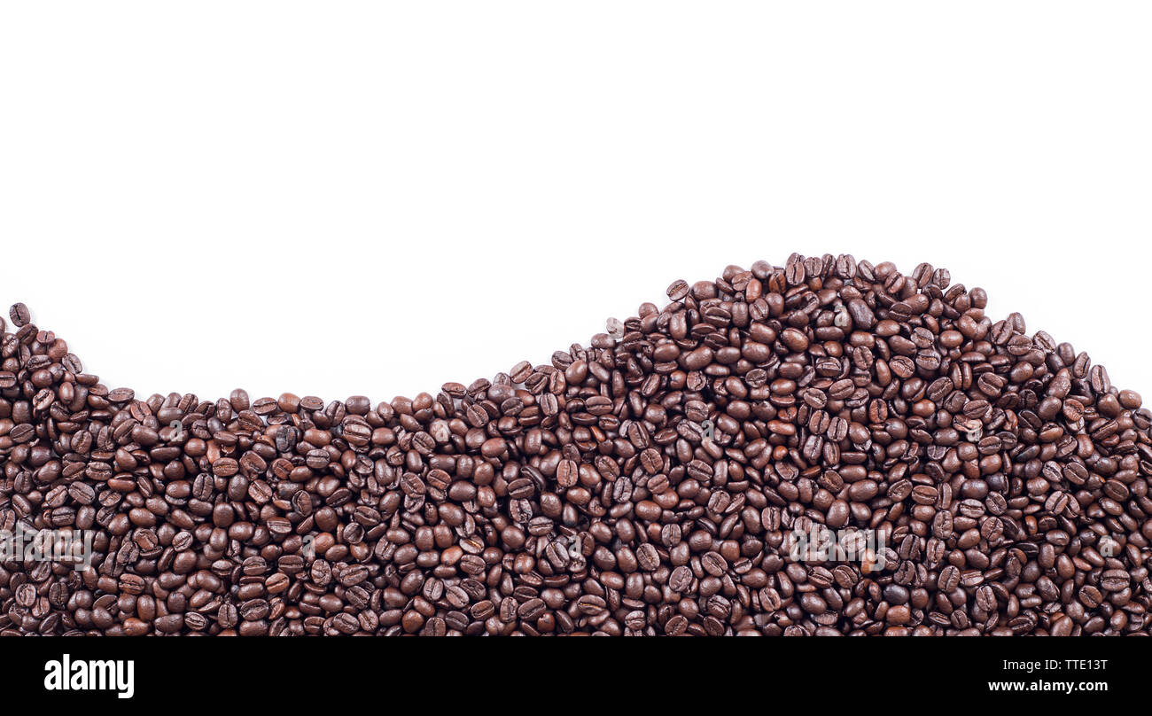 roasted coffee beans wave on white background Stock Photo - Alamy