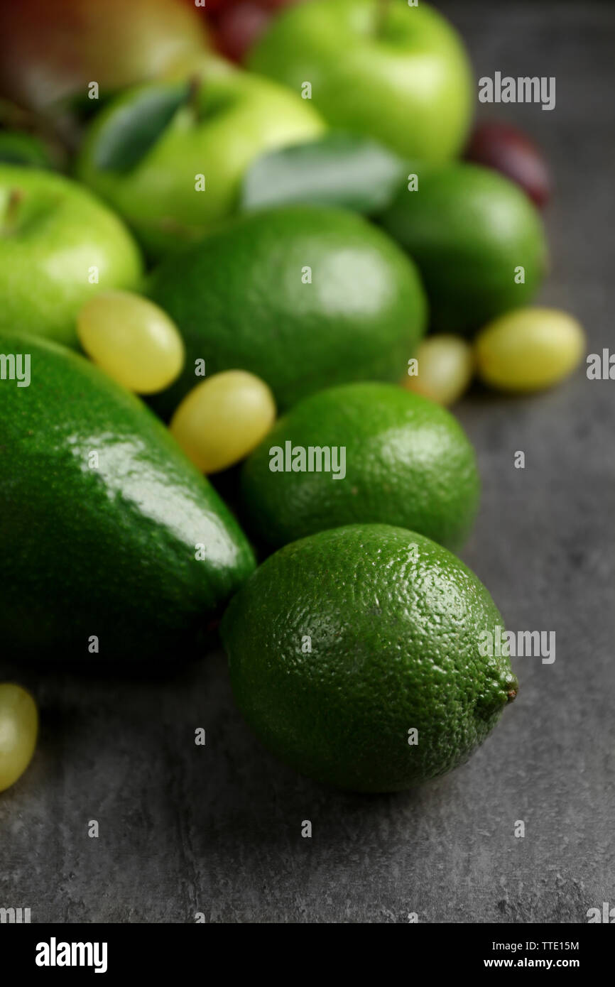 Fruits on dark grey background Stock Photo - Alamy