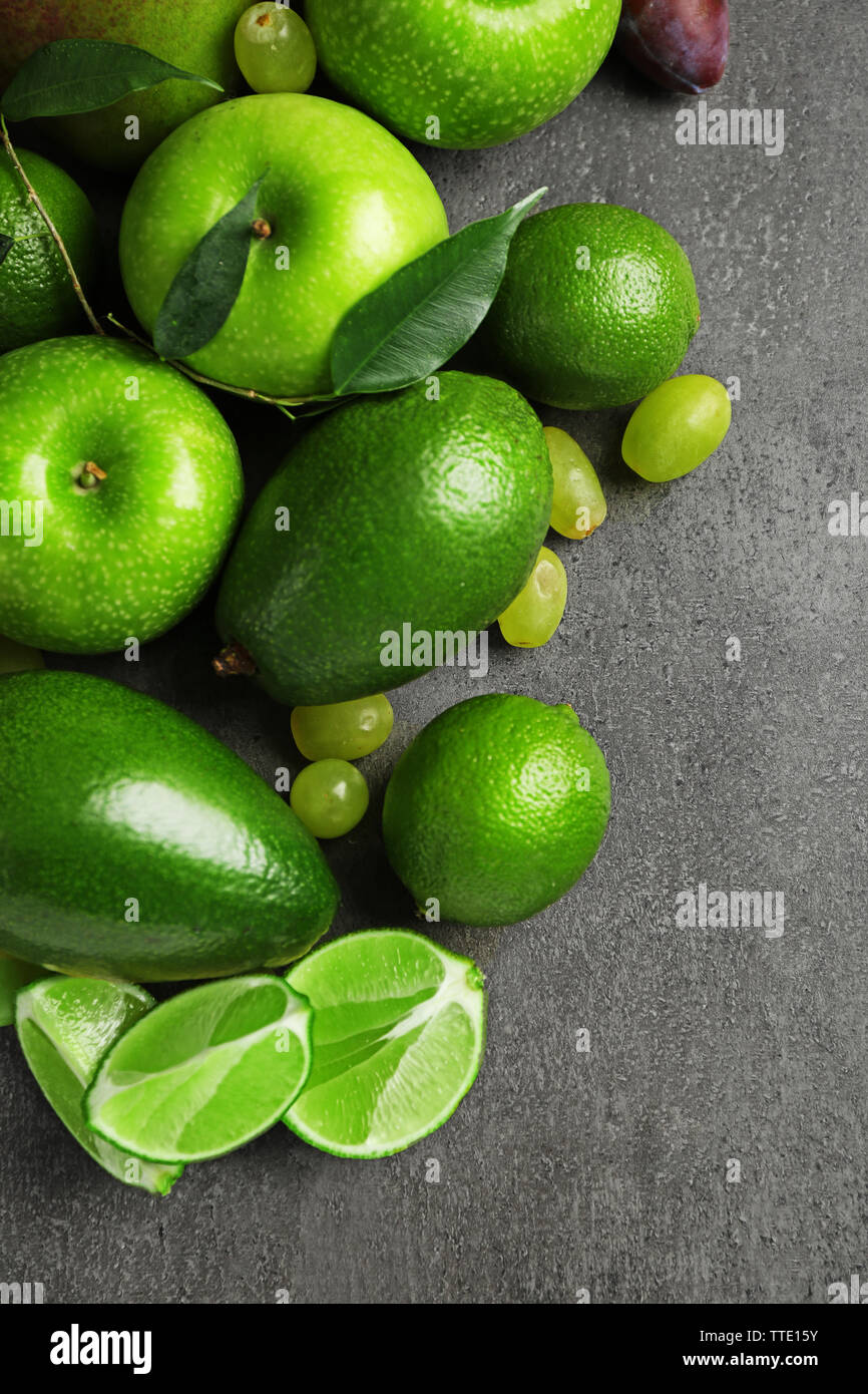 Fruits on dark grey background Stock Photo - Alamy