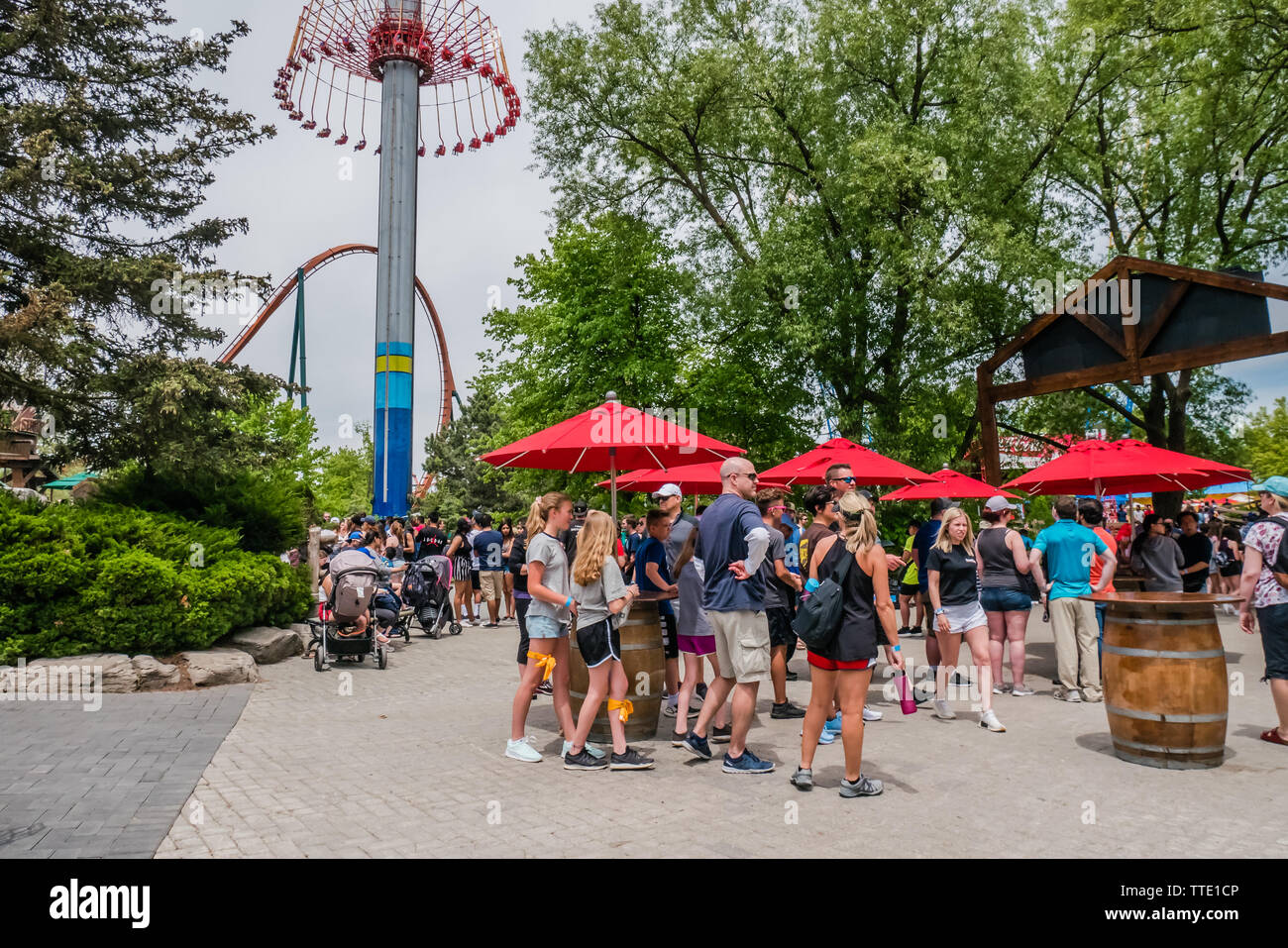 People at Canada's Wonderland amusement park. Vaughan, Ontario, Canada ...