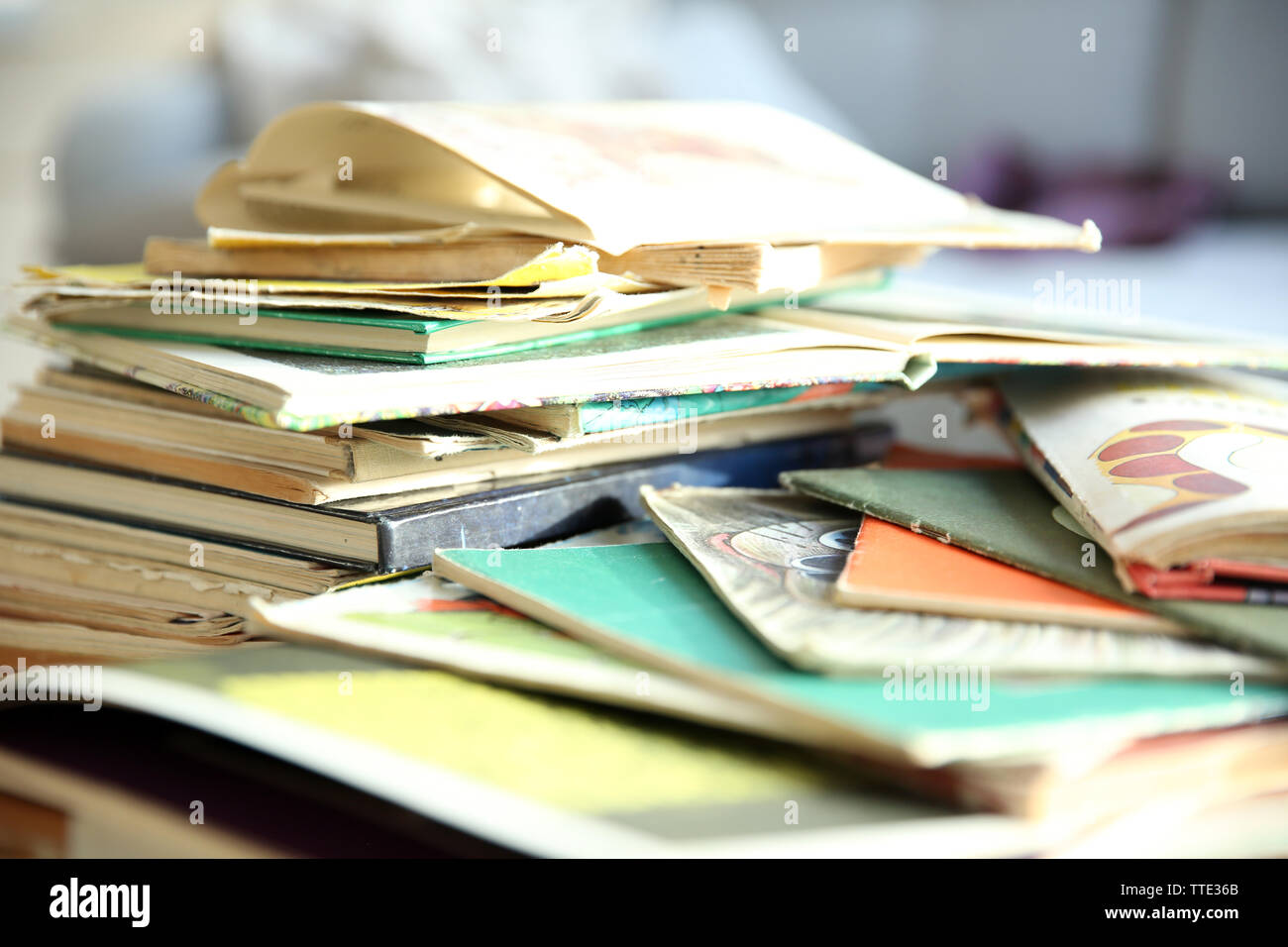 Pile of old books, close up Stock Photo - Alamy