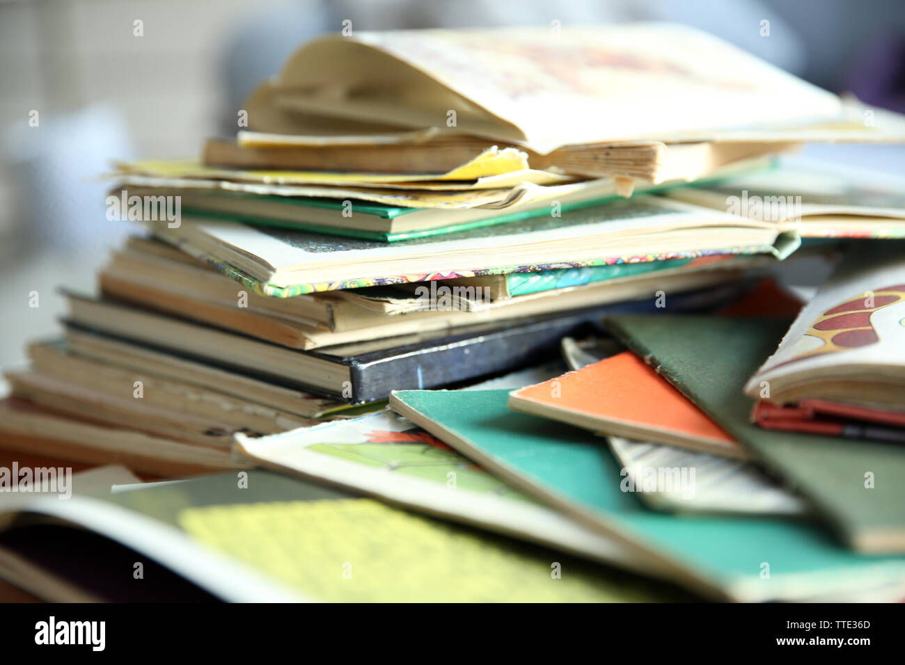 Pile of old books, close up Stock Photo - Alamy