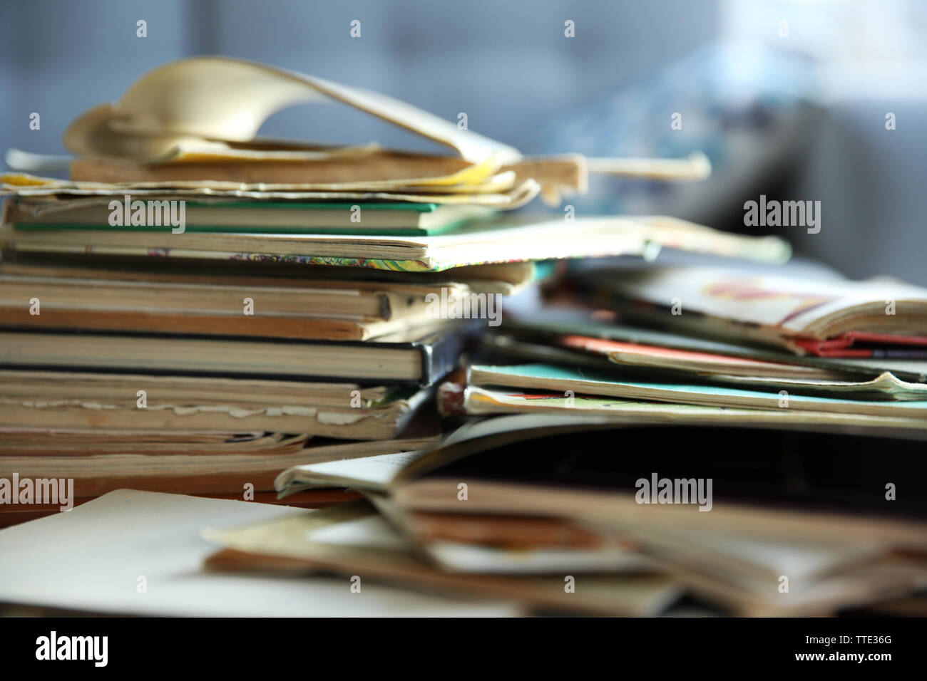 Pile of old books, close up Stock Photo - Alamy