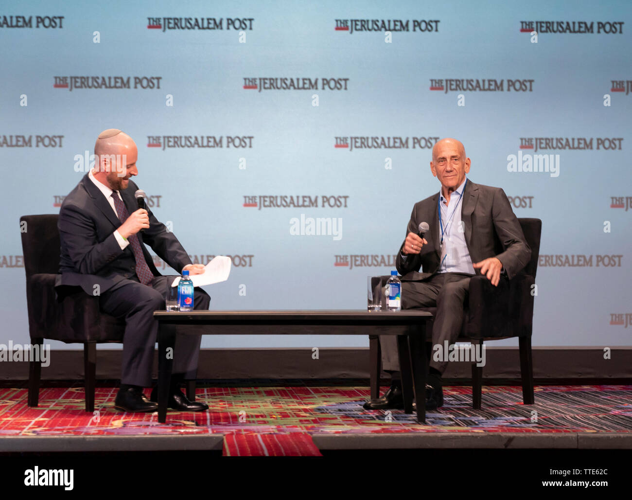 New York, NY - June 16, 2019: Former Prime Minister of Israel Ehud ... New York, NY - June 16, 2019: Former Prime Minister of Israel Ehud ...