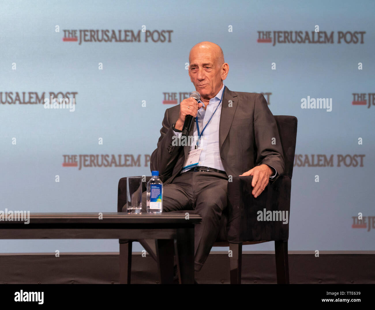 New York, NY - June 16, 2019: Former Prime Minister of Israel Ehud ... New York, NY - June 16, 2019: Former Prime Minister of Israel Ehud ...