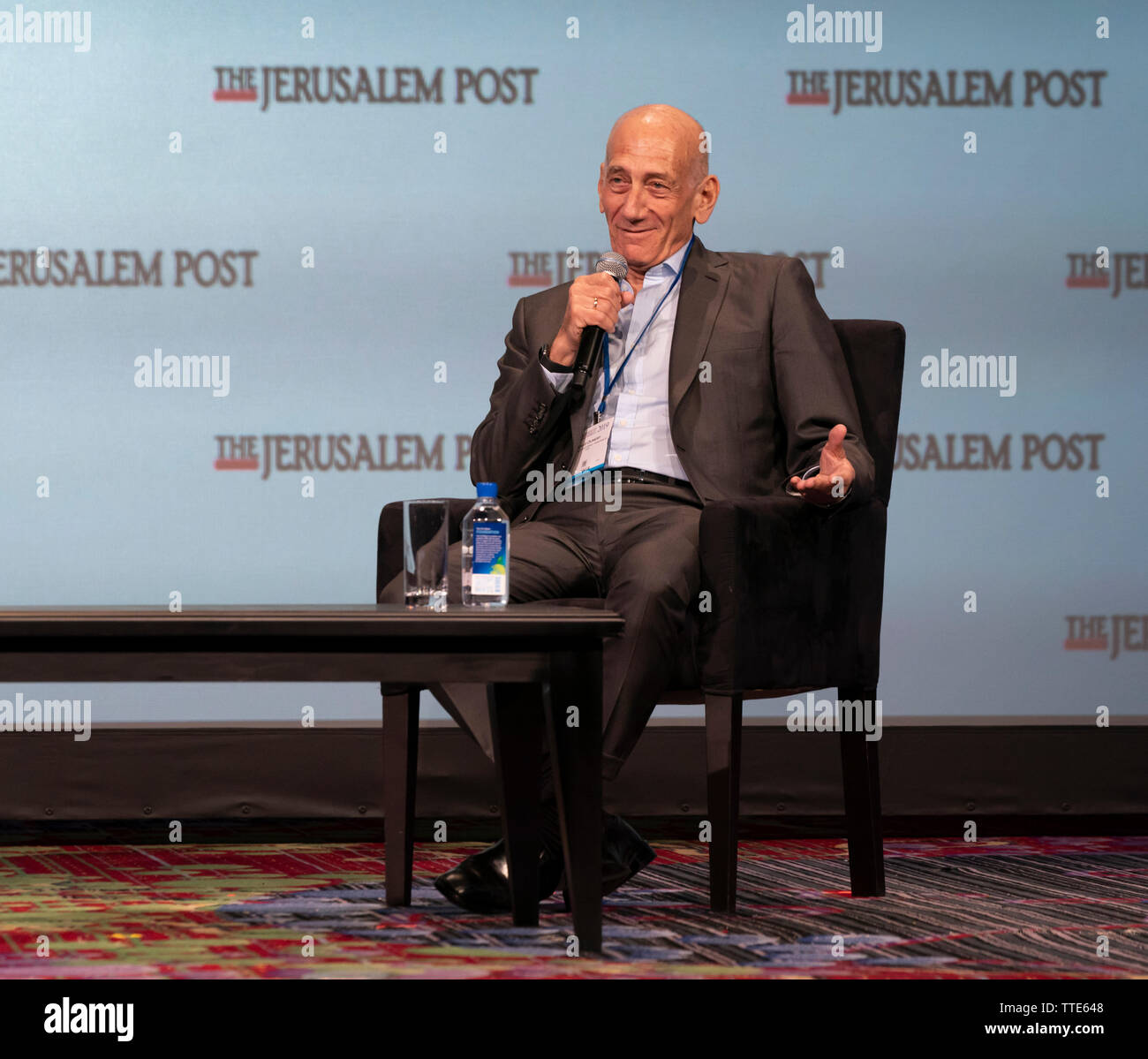 New York, NY - June 16, 2019: Former Prime Minister of Israel Ehud ... New York, NY - June 16, 2019: Former Prime Minister of Israel Ehud ...