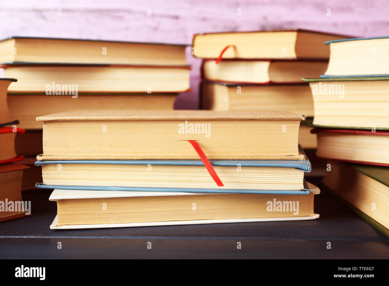 Pile of books, close-up Stock Photo - Alamy