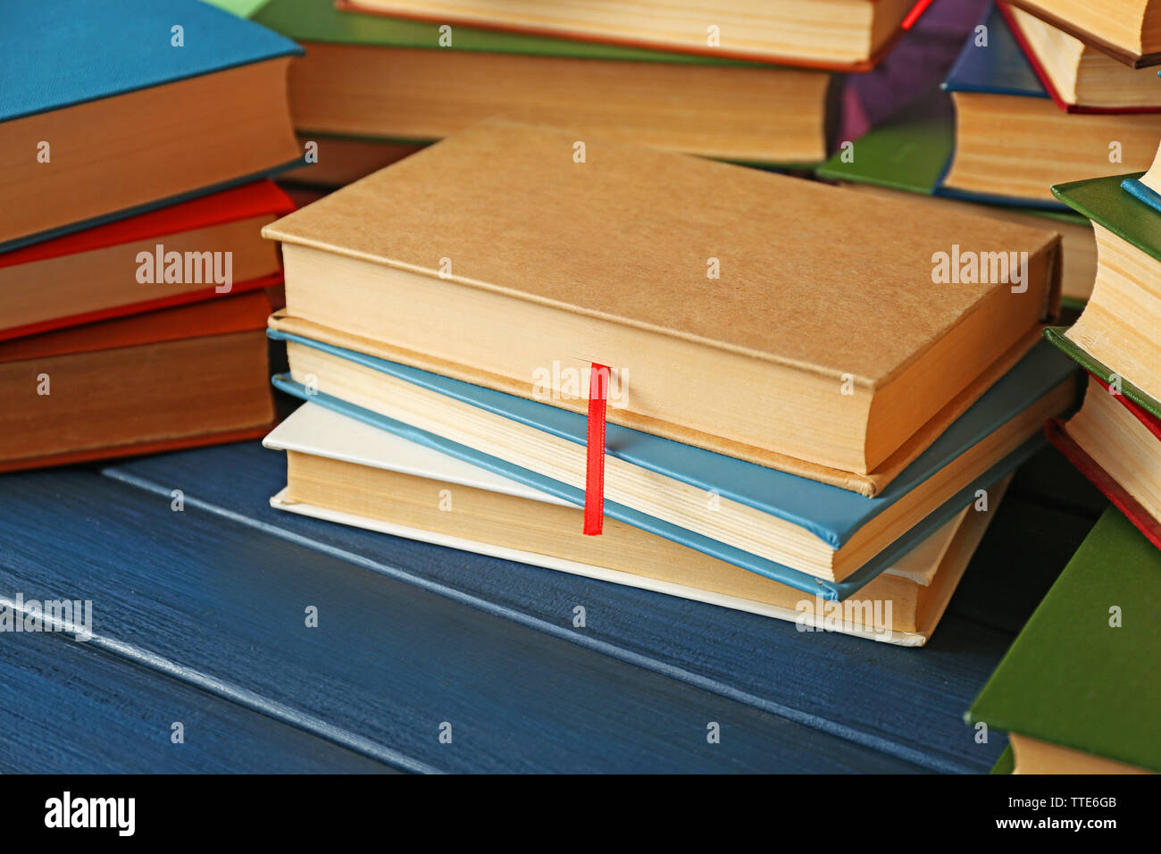 Pile of books, close-up Stock Photo - Alamy