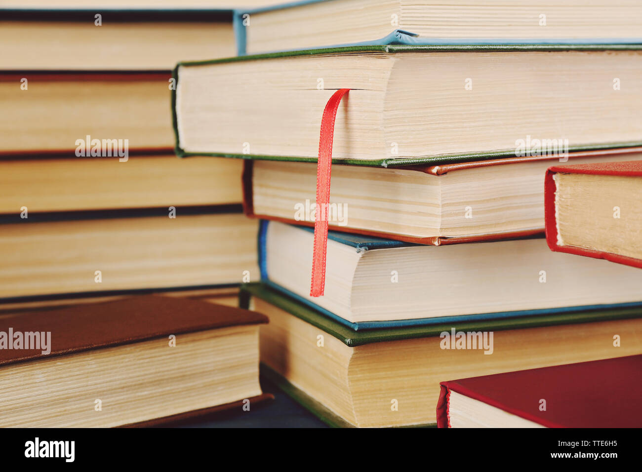 Pile of books, close-up Stock Photo - Alamy