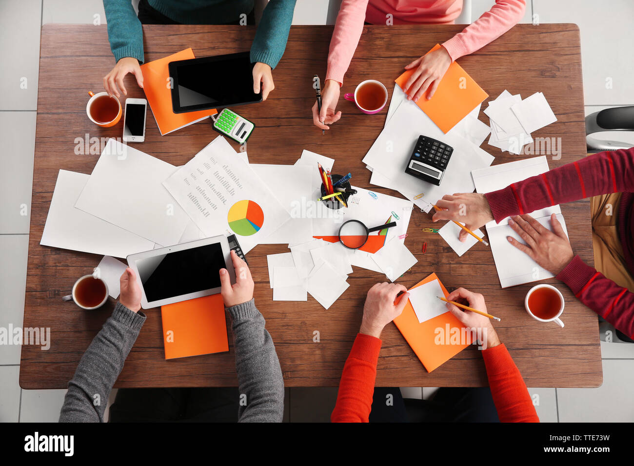 Business meeting at the table, top view Stock Photo - Alamy
