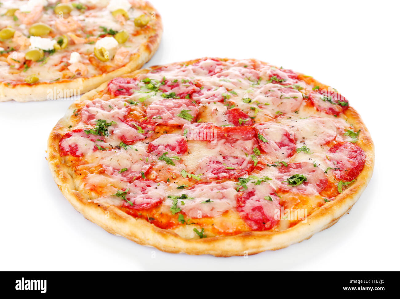Two delicious tasty pizzas, closeup Stock Photo - Alamy