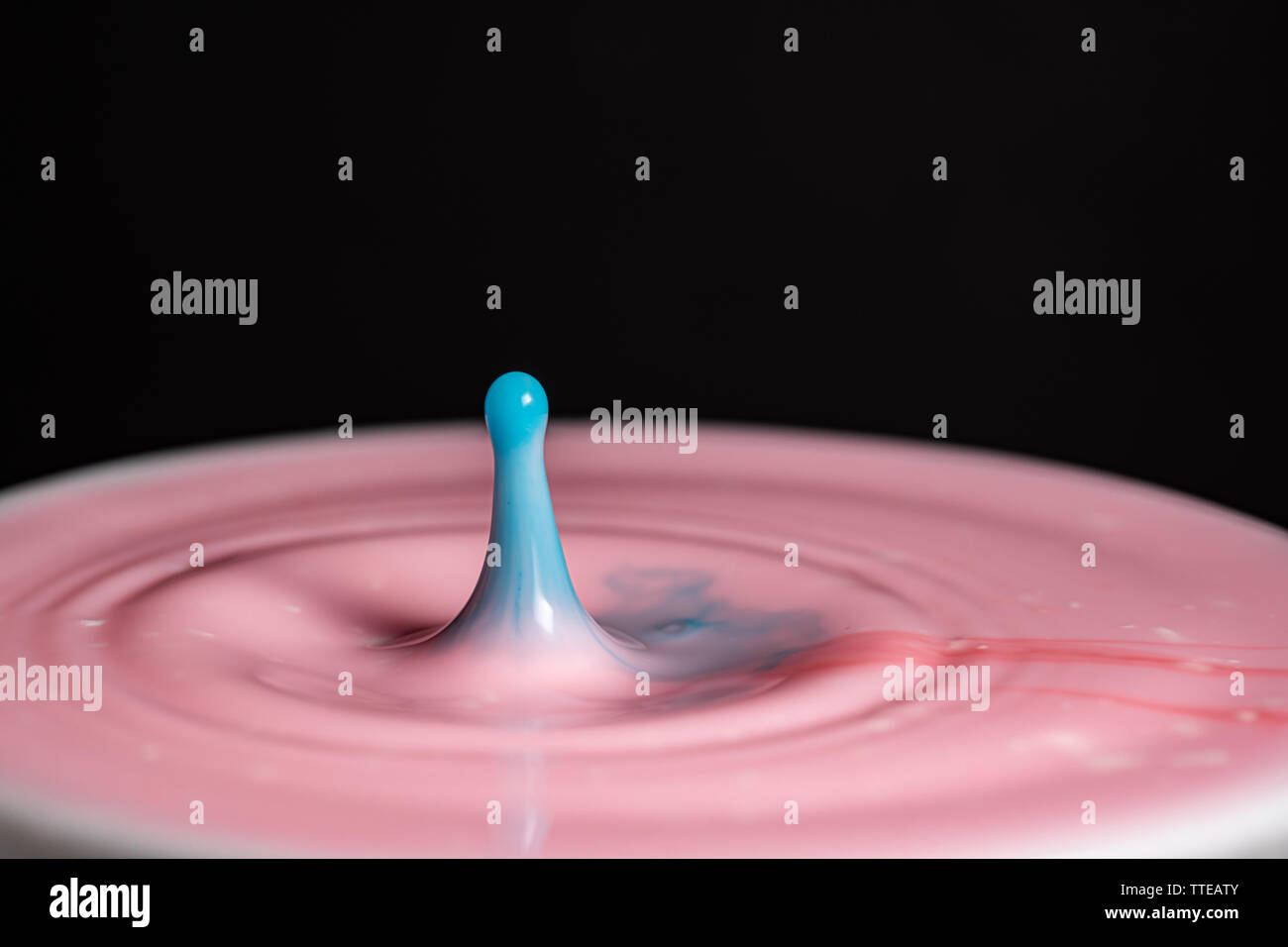 Splash of milk droplets in close up macro high resolution isolated ...