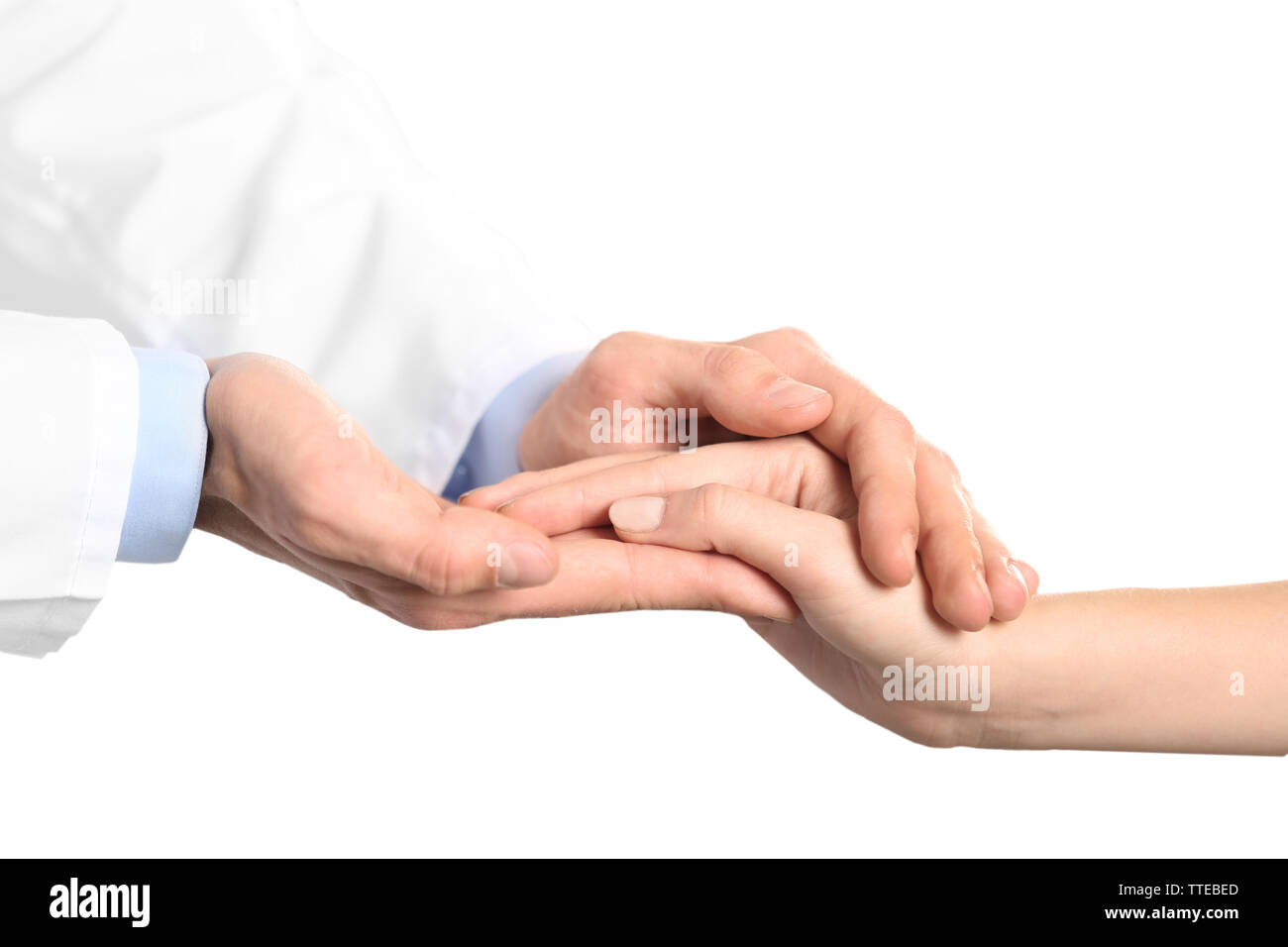 Hand of medical doctor carefully holding patient's hands Stock Photo ...