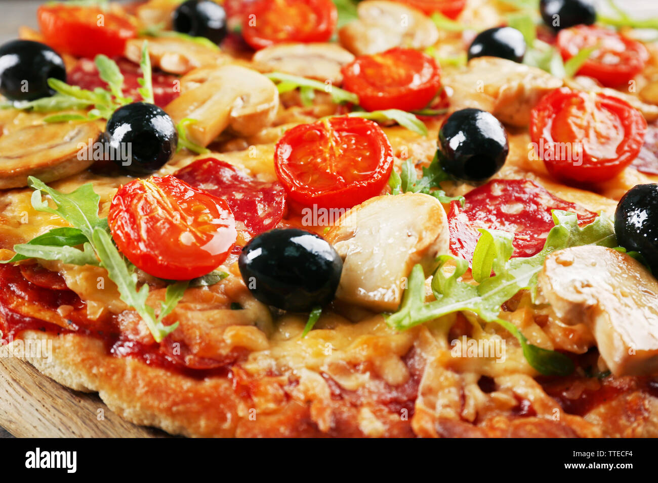 Delicious tasty pizza, closeup Stock Photo - Alamy