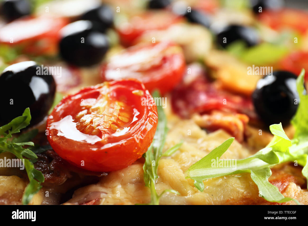 Delicious tasty pizza, closeup Stock Photo - Alamy