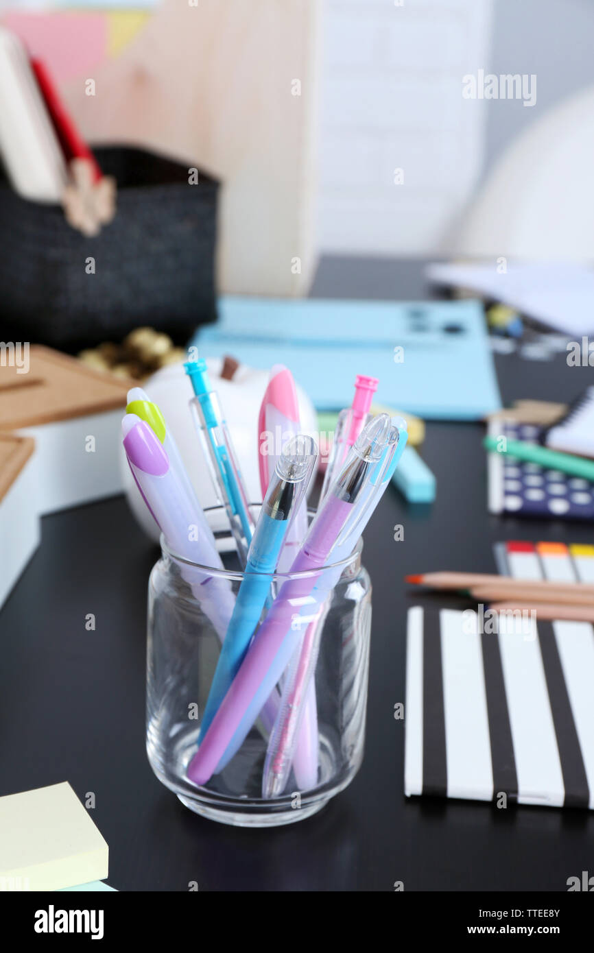 Color pencil set in glass hi-res stock photography and images - Alamy