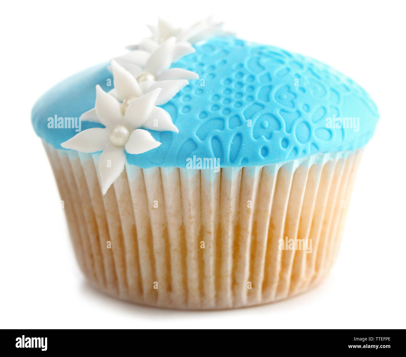 Blue cupcake isolated on white Stock Photo - Alamy