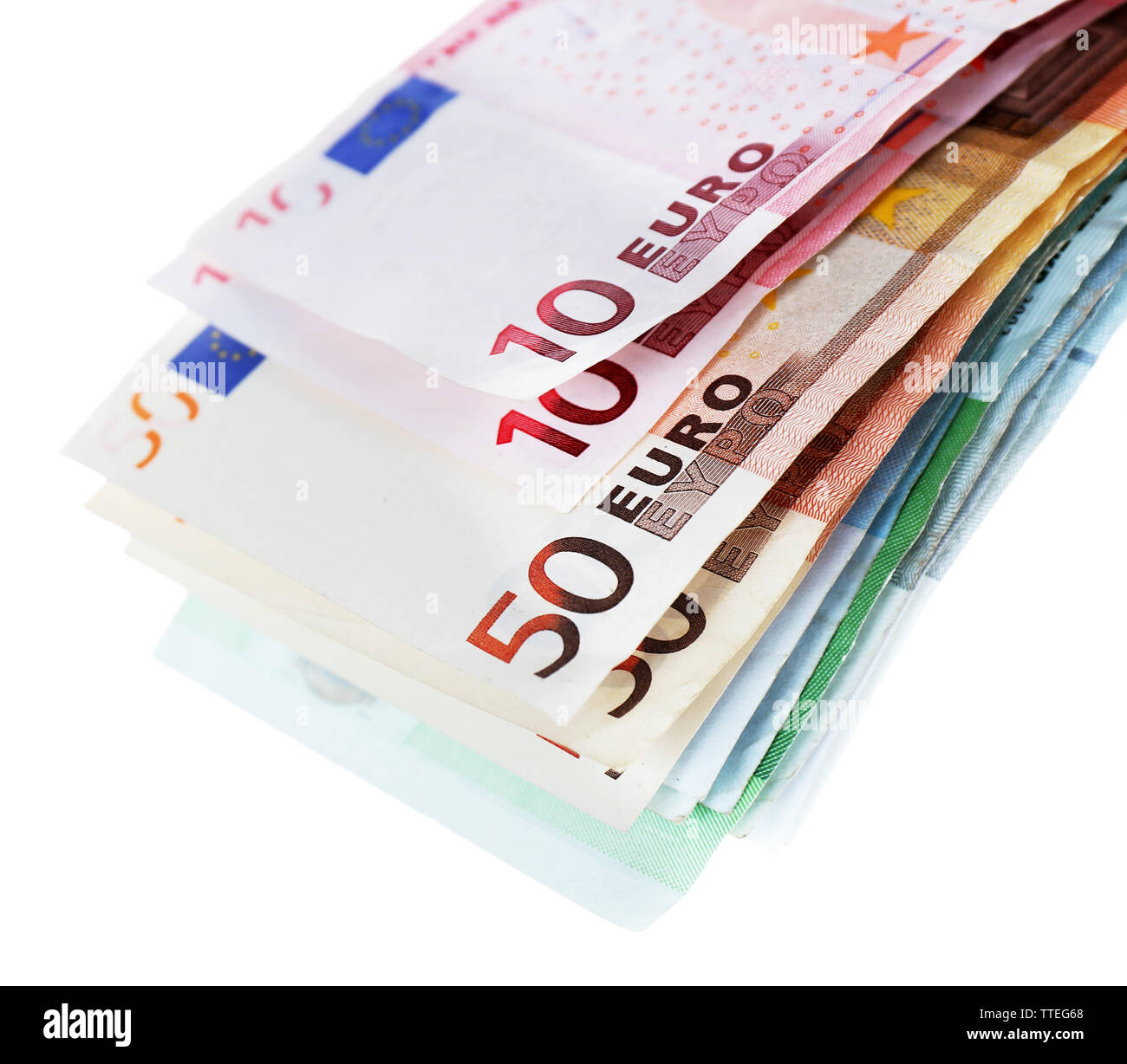 Packed euro money isolated on white background Stock Photo - Alamy