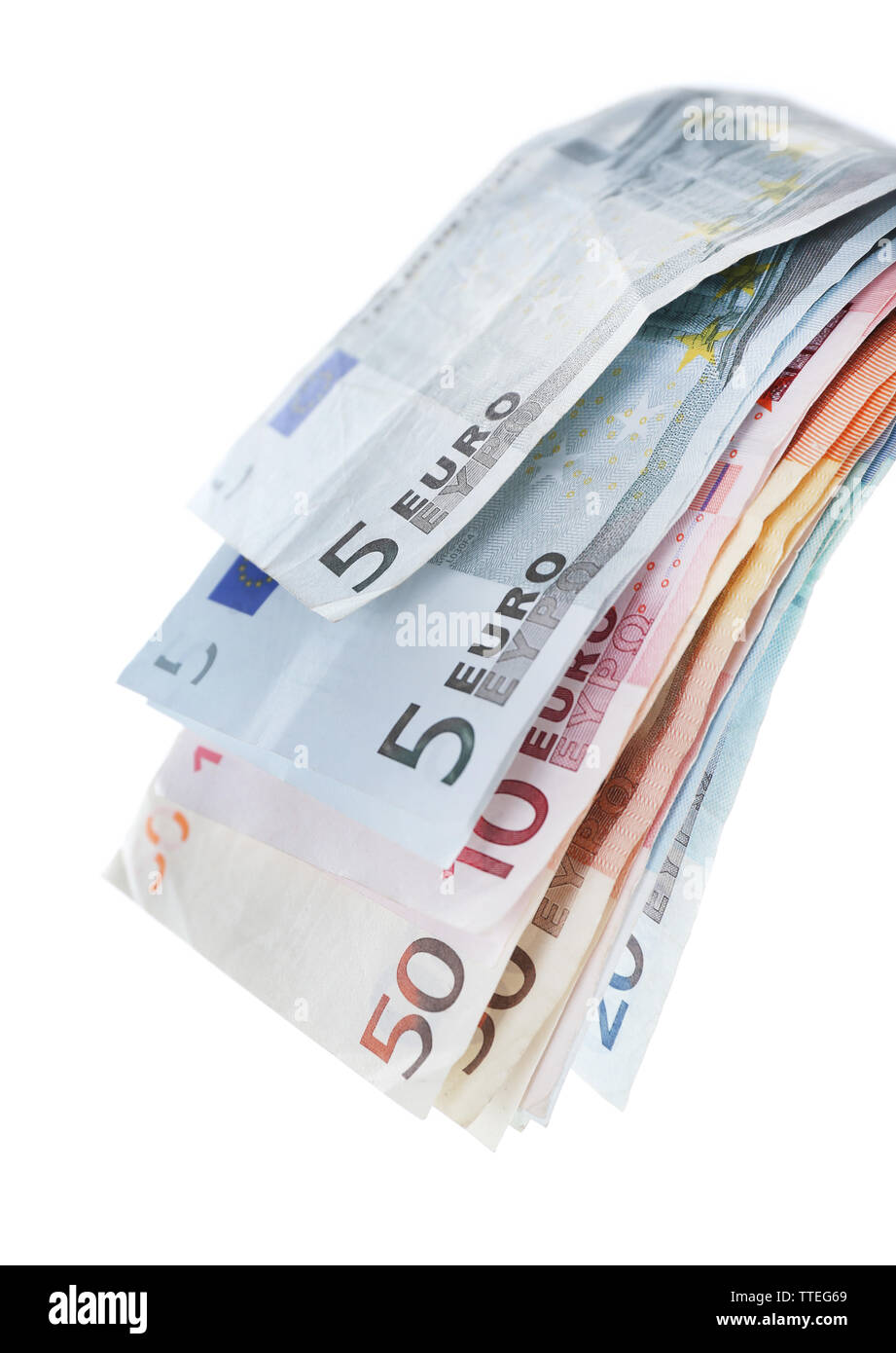 Packed euro money isolated on white background Stock Photo - Alamy