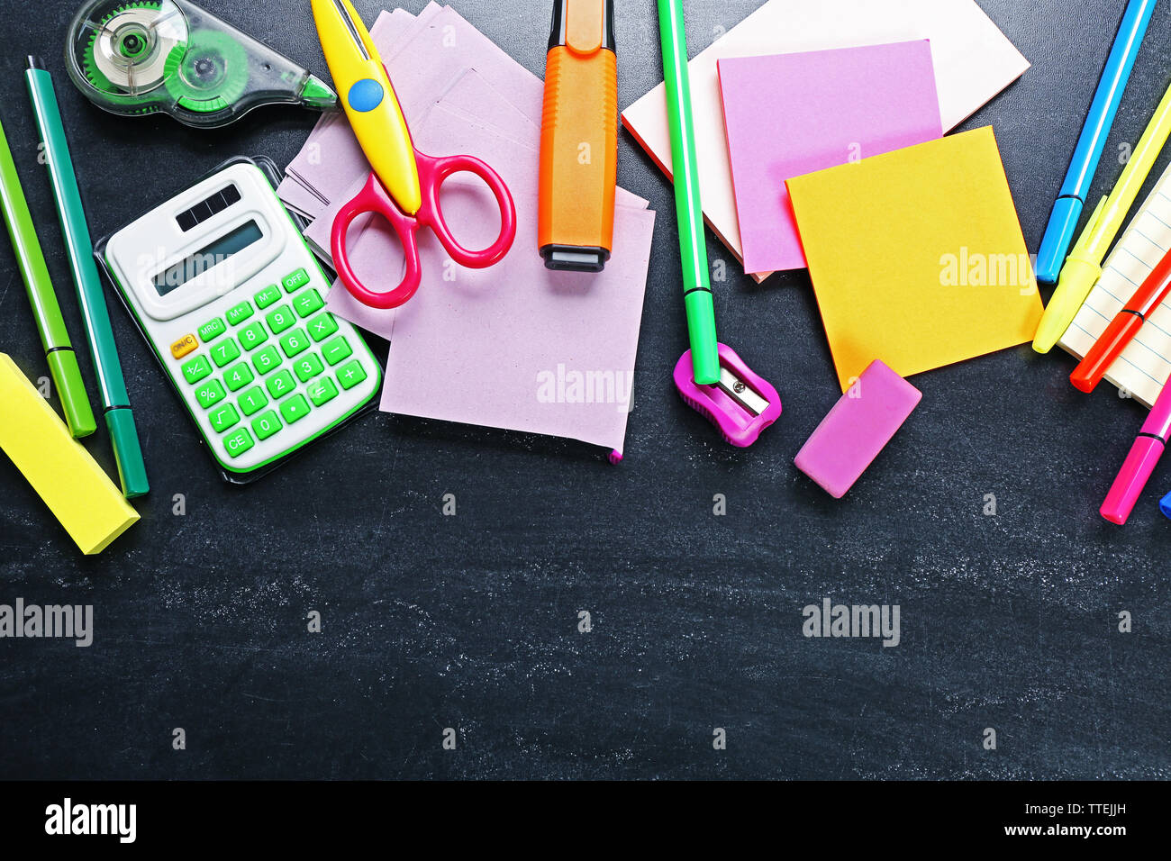Frame of stationery on black background Stock Photo - Alamy