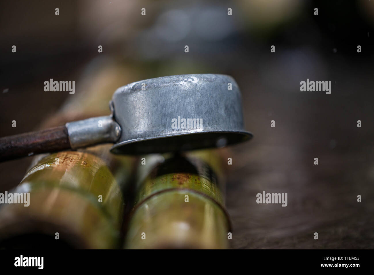 Closeup of ladle used at traditional Japanese temple Stock Photo - Alamy
