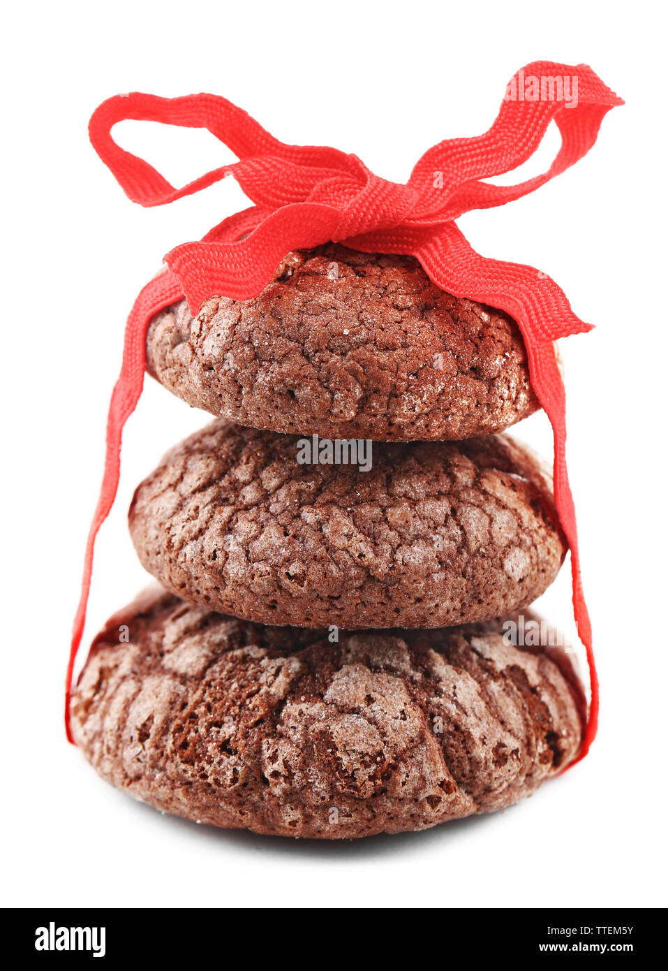 Chocolate chip cookie with ribbon, isolated on white Stock Photo - Alamy