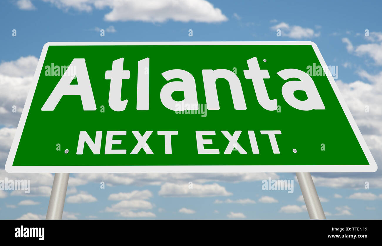 Rendering of a green highway sign for Atlanta Georgia Stock Photo - Alamy