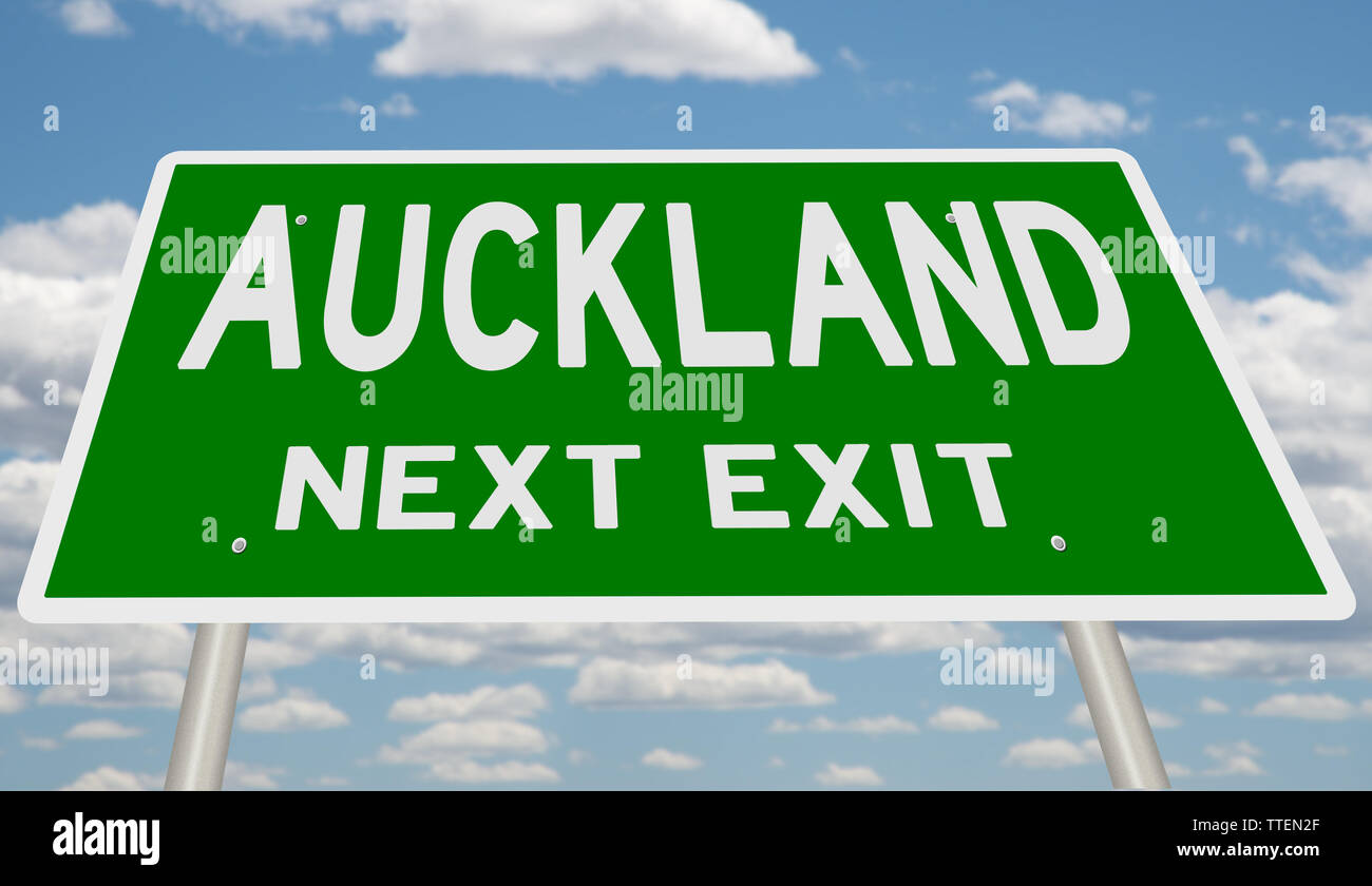 Rendering of a green highway sign for Auckland New Zealand Stock Photo ...