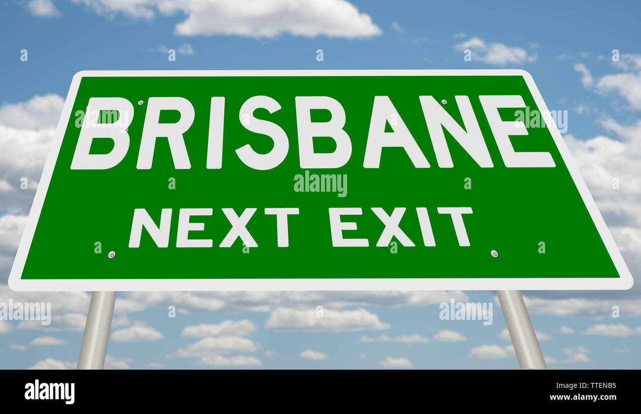 Rendering of a green highway sign for Brisbane Queensland Stock Photo ...