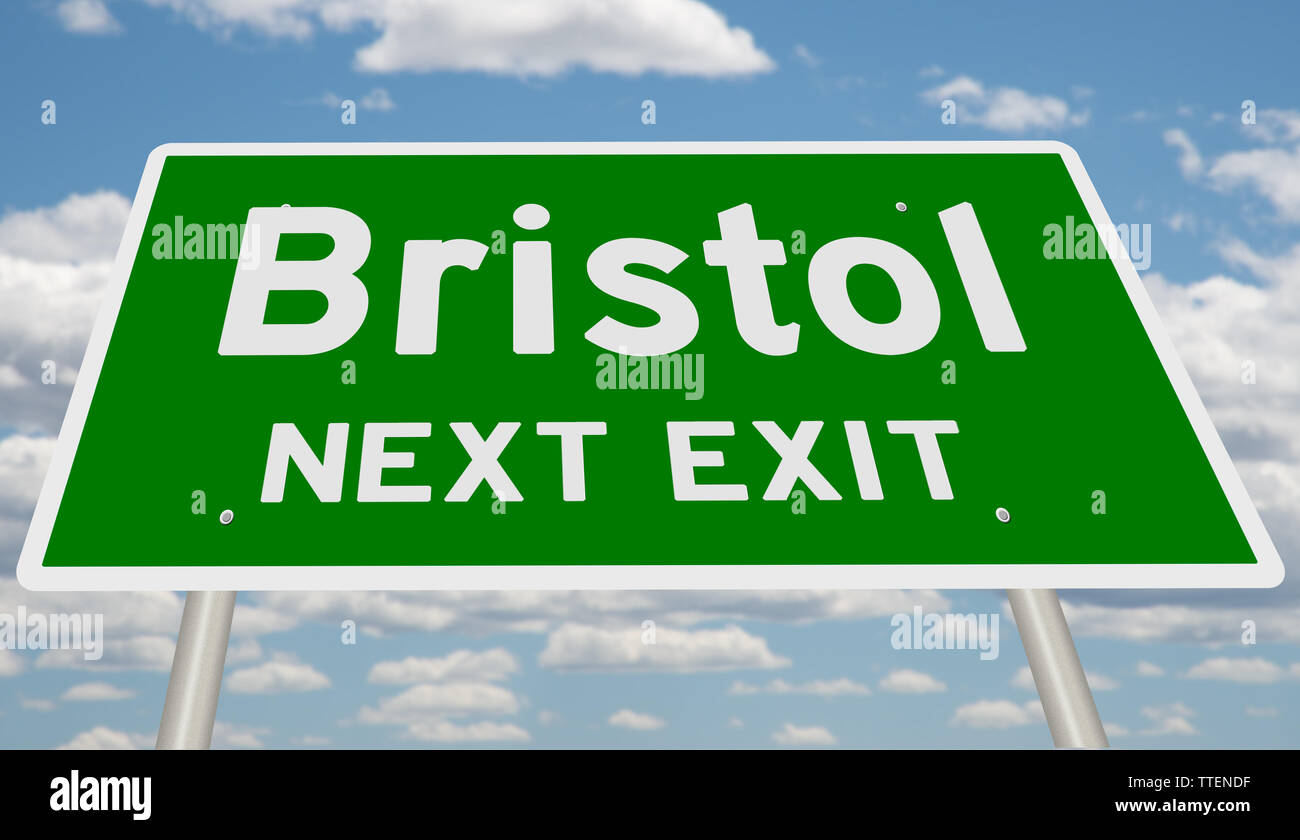 Rendering of a green highway sign for Bristol Stock Photo - Alamy