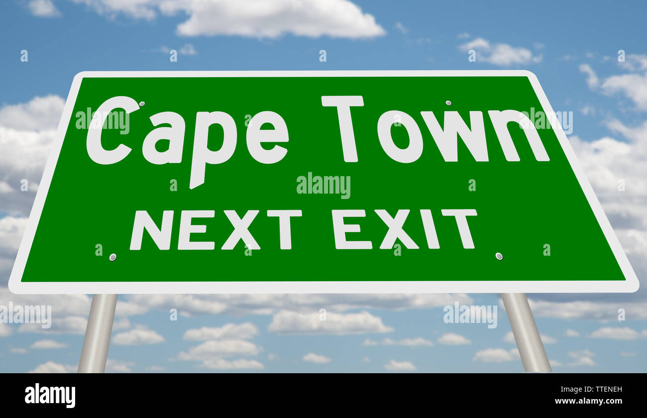 Rendering of a green highway sign for Cape Town South Africa Stock ...
