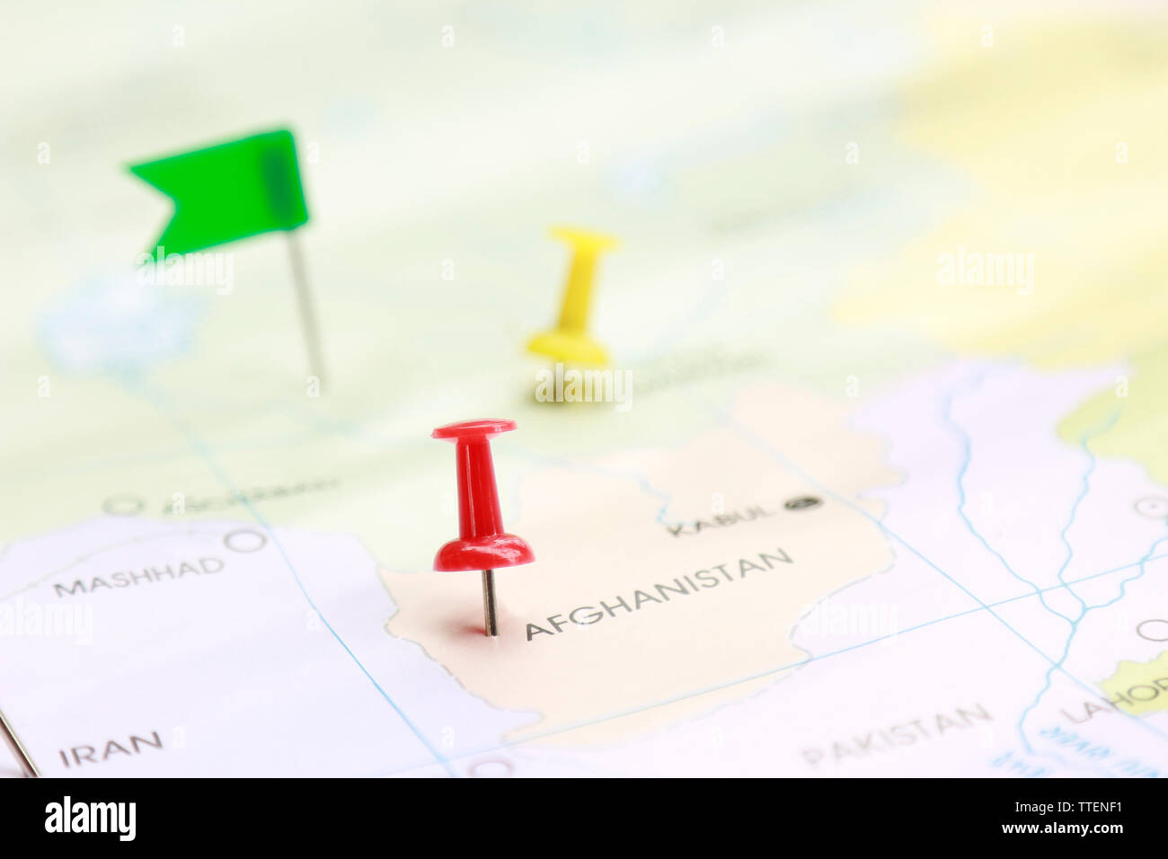 Pin flag picking on map for travelling and touring concept Stock Photo ...