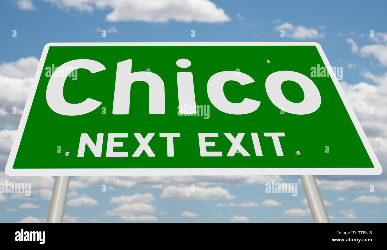 Rendering of a green highway sign for Chico California Stock Photo - Alamy