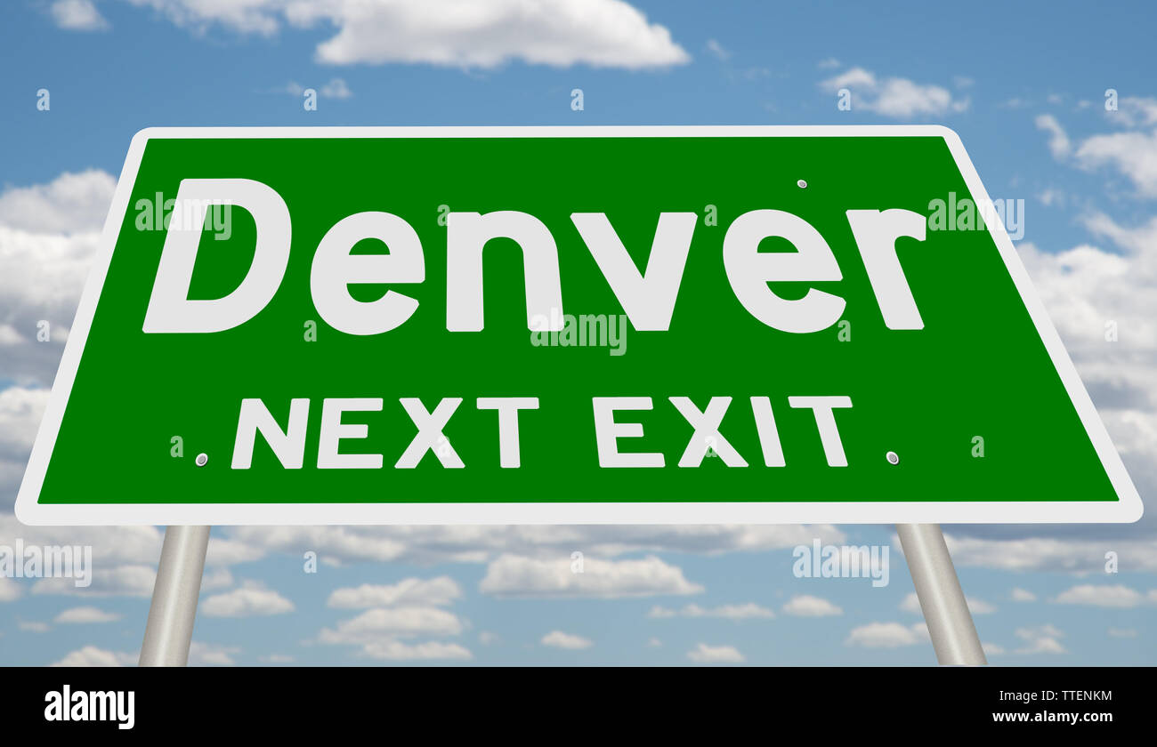 Rendering of a green highway sign for Denver Colorado Stock Photo - Alamy