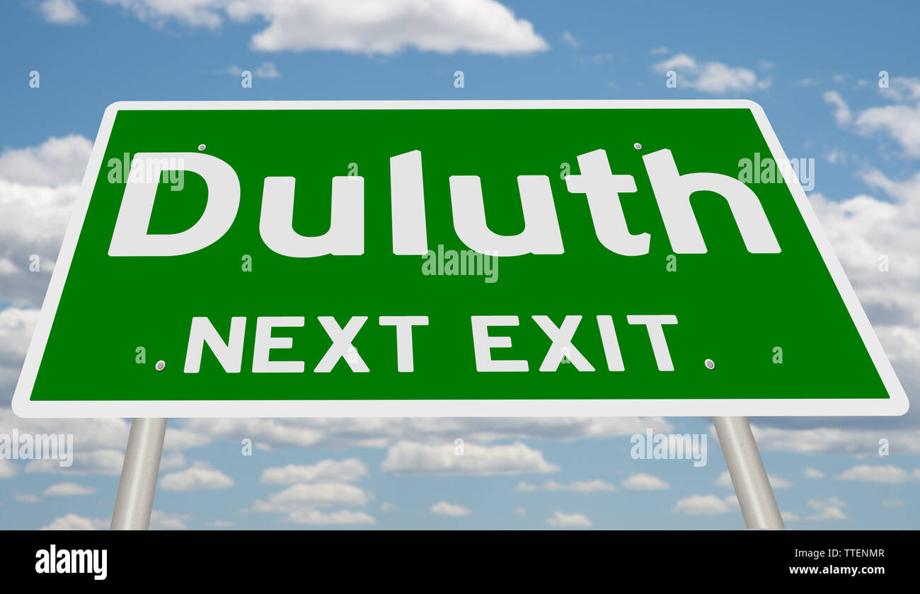 Rendering of a green highway sign for Duluth Minnesota Stock Photo - Alamy