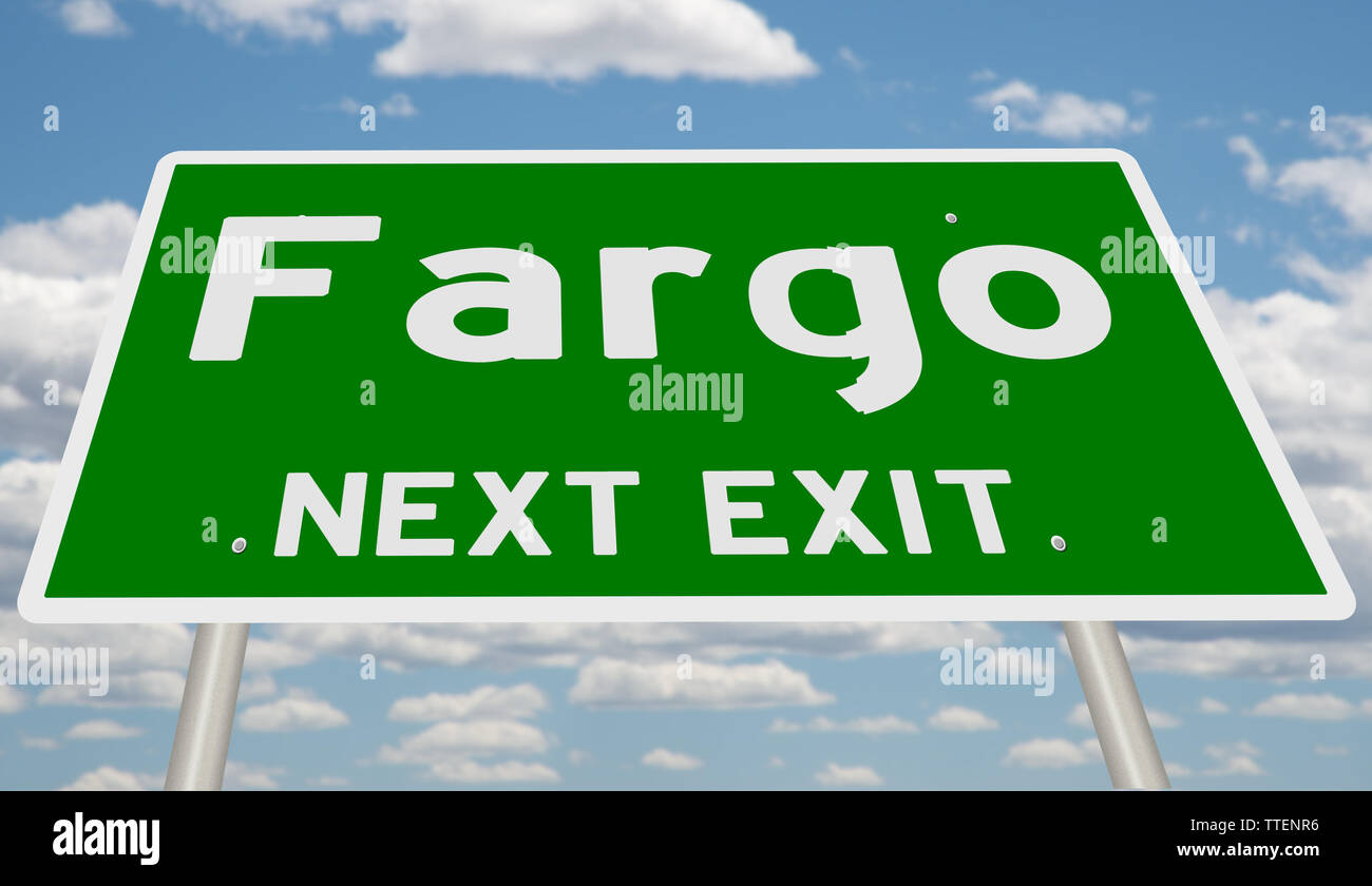 Rendering of a green highway sign for Fargo North Dakota Stock Photo ...