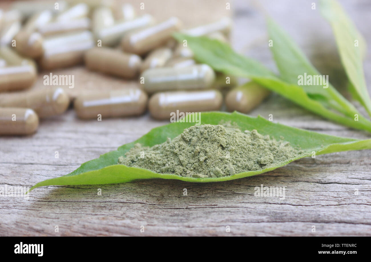 Herbal powder capsules from organic herb for healthy eating lifestyle ...