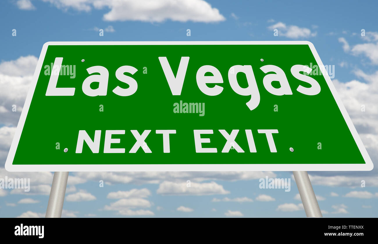 Rendering of a green highway sign for Las Vegas Nevada Stock Photo - Alamy