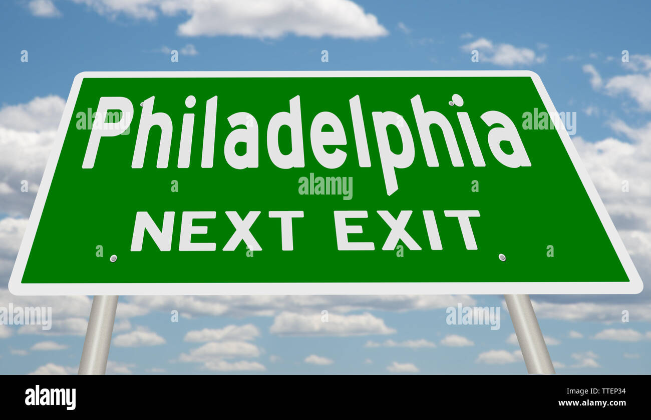 Rendering of a green highway sign for Philadelphia Stock Photo - Alamy