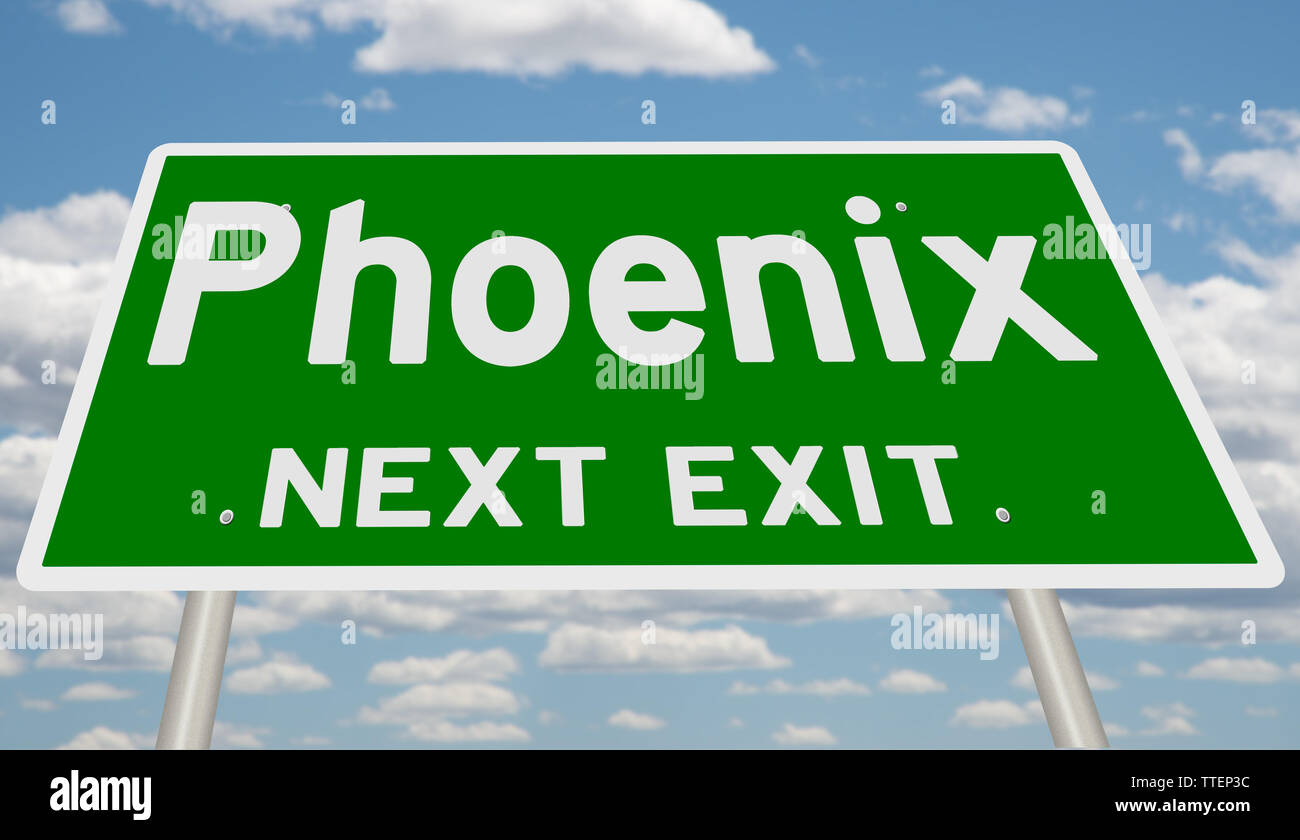 Rendering of a green highway sign for Phoenix Arizona Stock Photo - Alamy