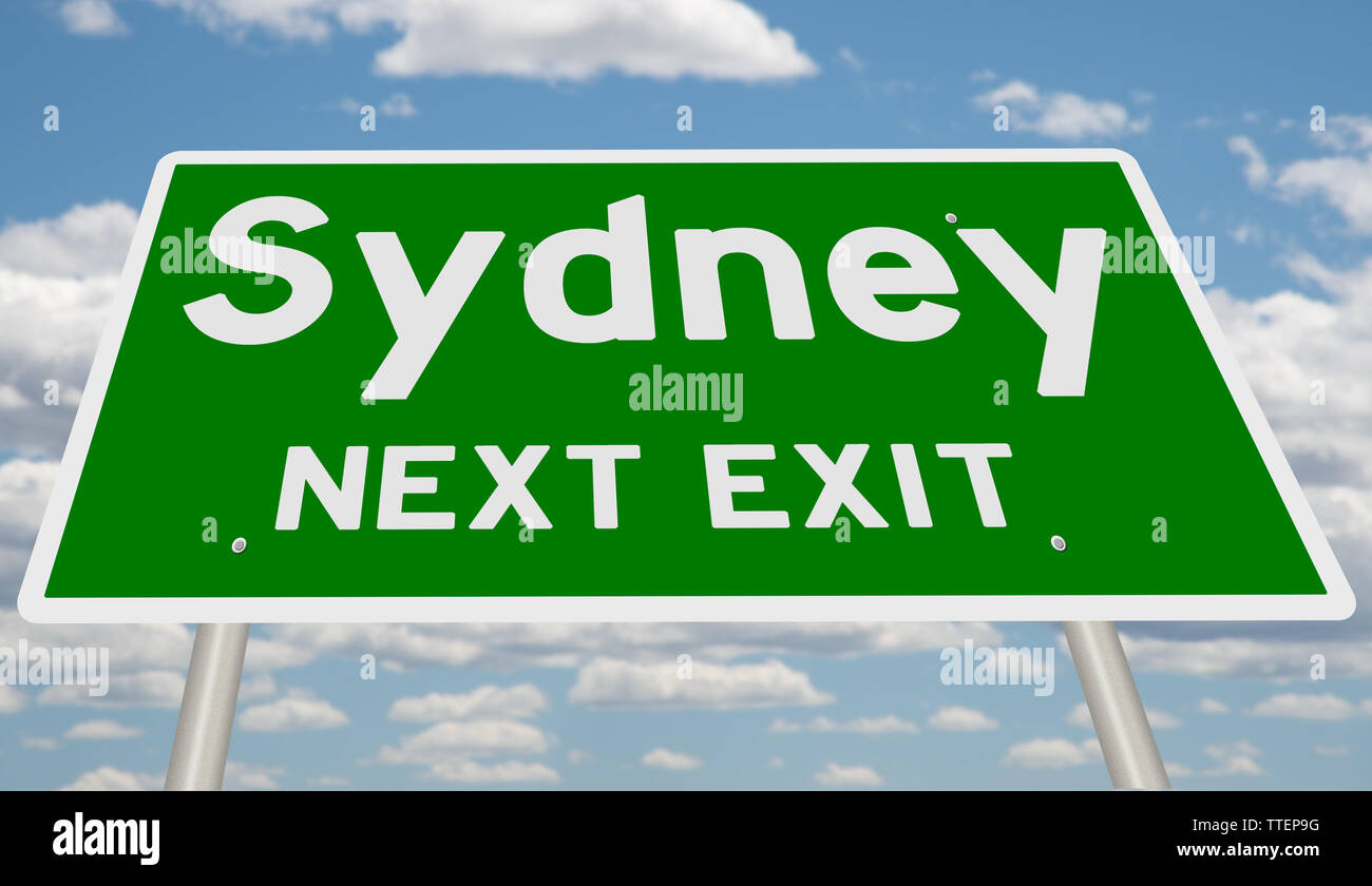 Rendering of a green highway sign for Sydney Stock Photo - Alamy