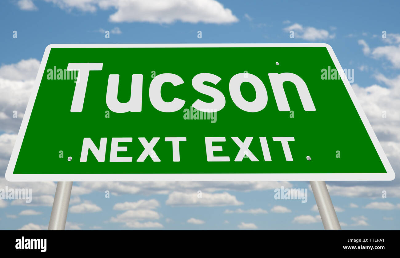 Rendering of a green highway sign for Tucson Arizona Stock Photo - Alamy
