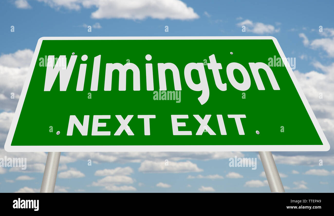 Rendering of a green highway sign for Wilmington Stock Photo - Alamy