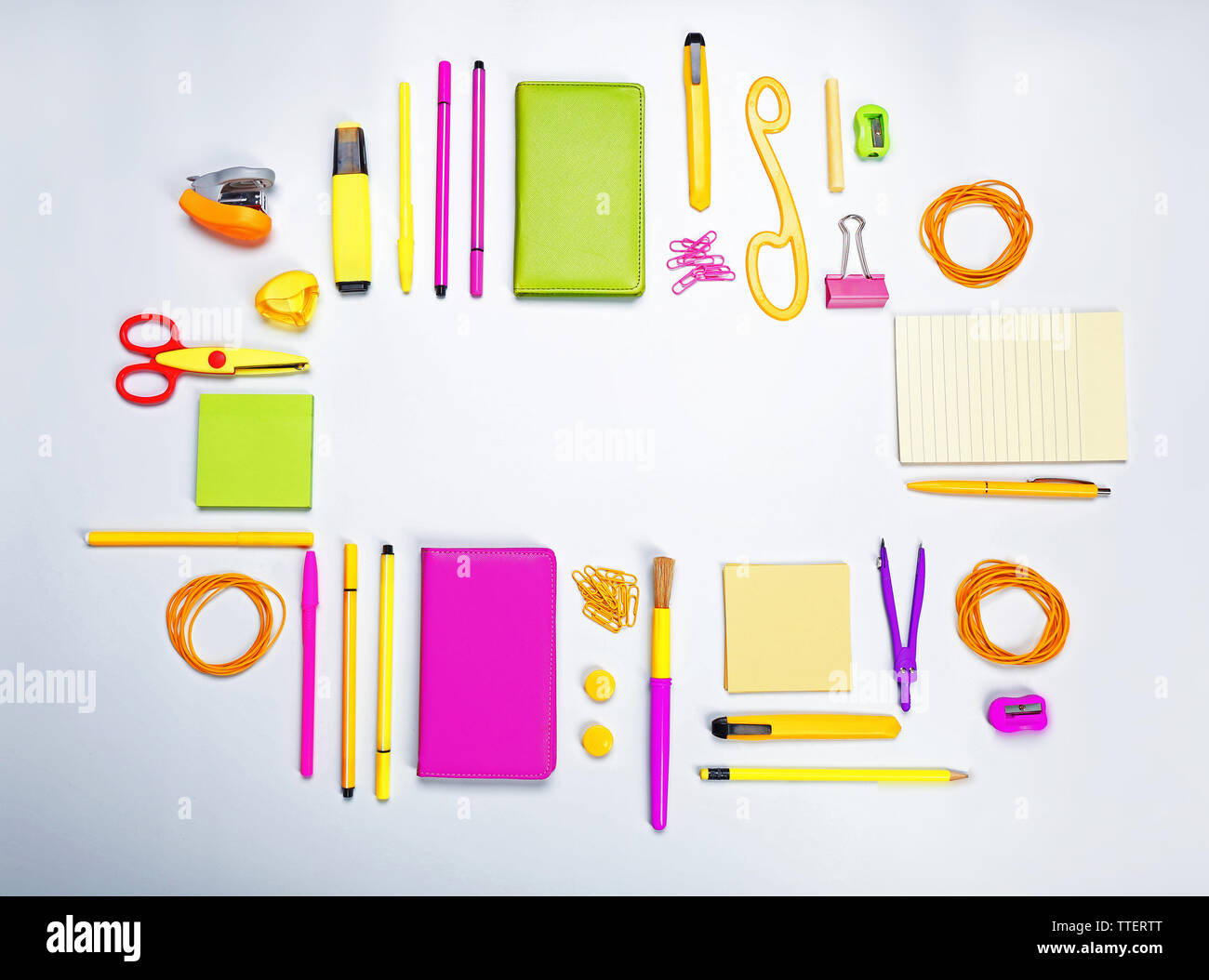 Frame of stationery isolated on white Stock Photo - Alamy