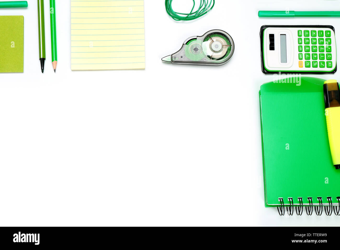 Frame of stationery isolated on white Stock Photo - Alamy