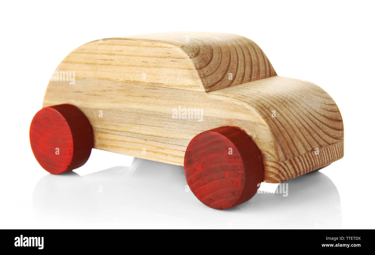 Wooden toy car, isolated on white Stock Photo - Alamy