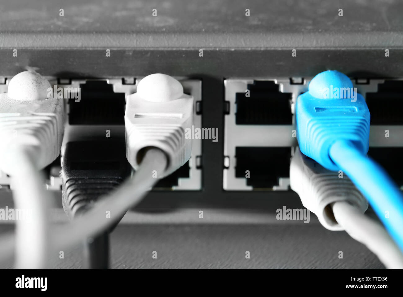 Ethernet cables connected to network switch, close up Stock Photo - Alamy