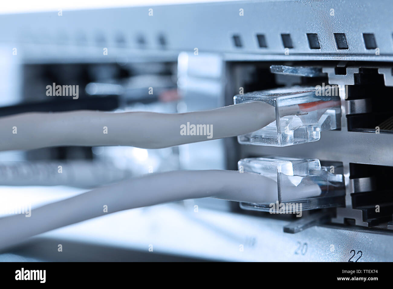 Ethernet cables connected to network switch, close up Stock Photo - Alamy