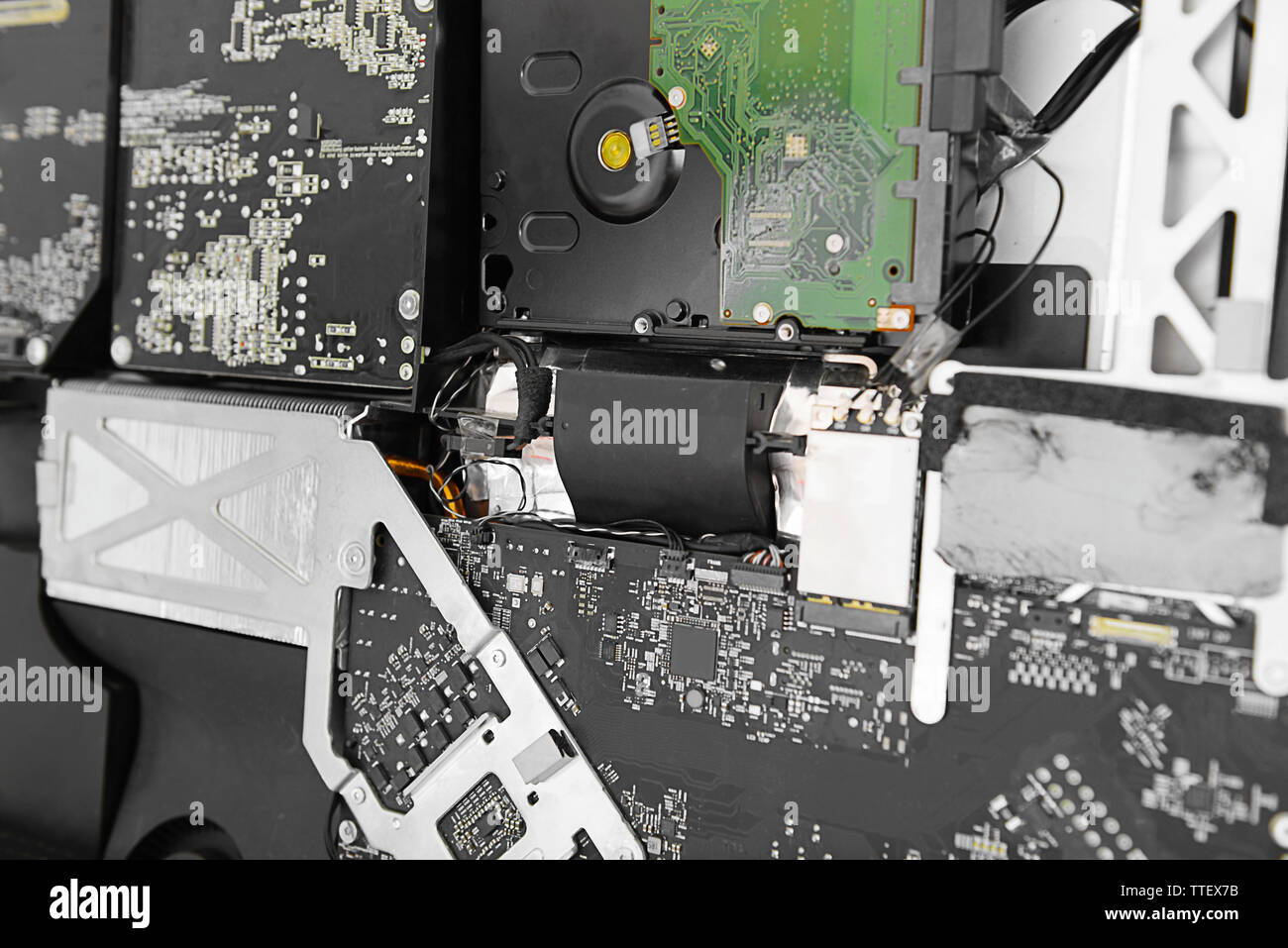 Disassembled computer monitor with internal components, close up Stock ...