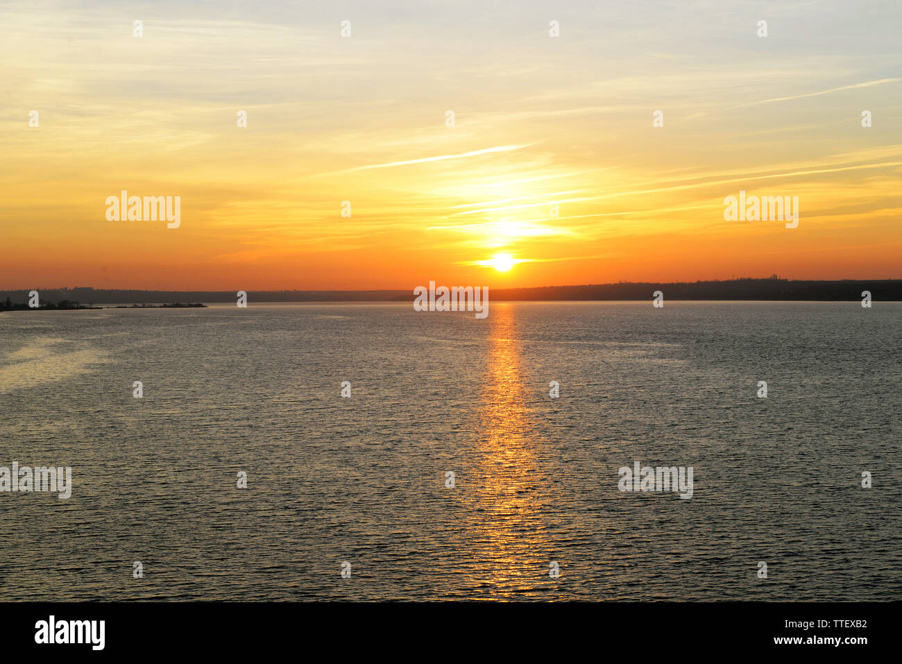 Beautiful sunset on the river Stock Photo - Alamy